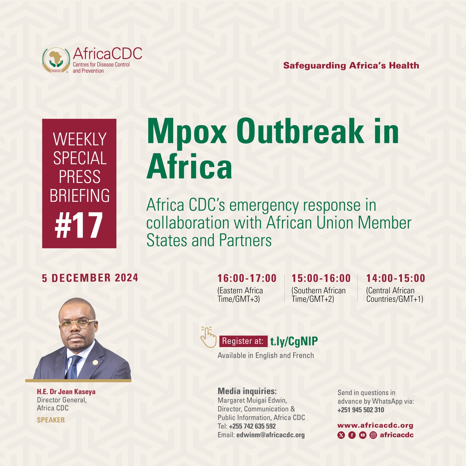 Weekly Special Press Briefing on the Mpox Outbreak and other Health ...